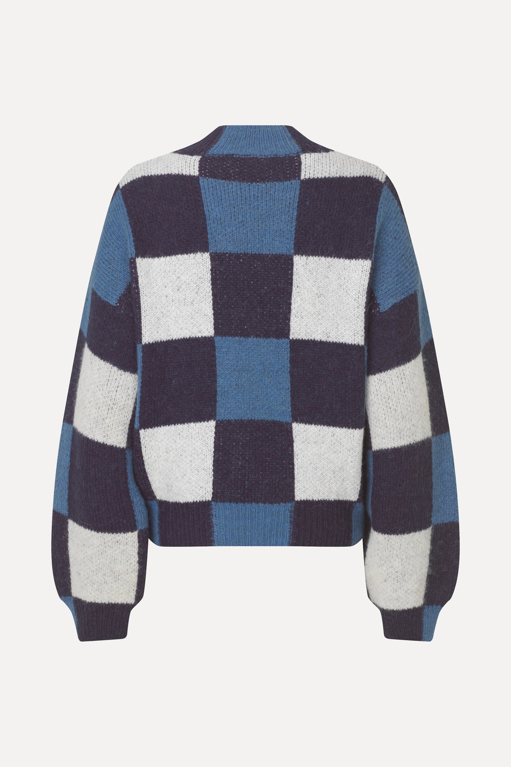 Gingham Check Sweater - Blue Gingham Check - Stine Goya