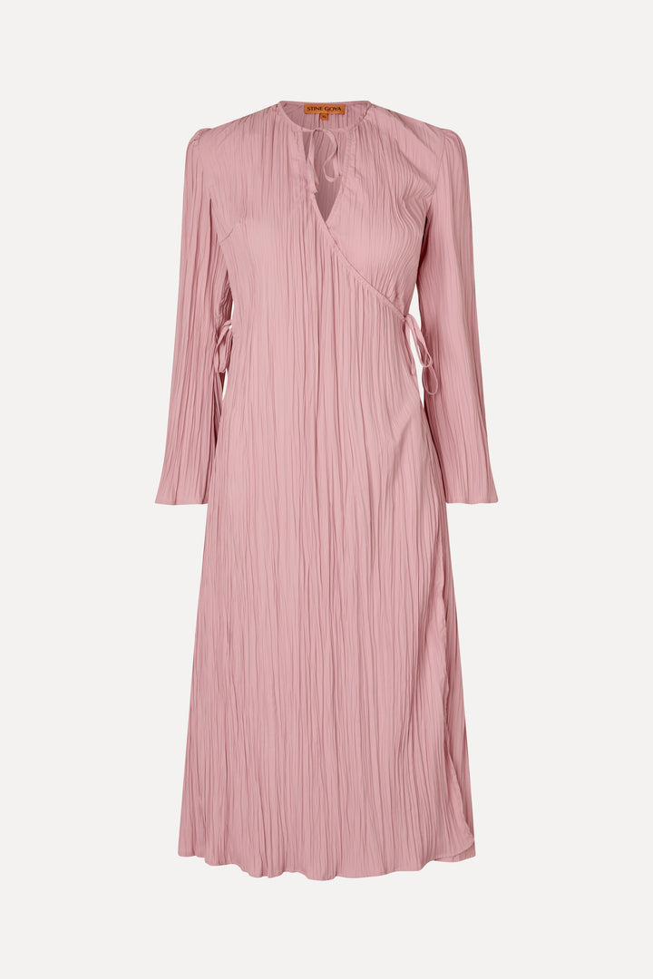 Long Sleeve Wrap Tie Dress - Pink Nectar - Stine Goya